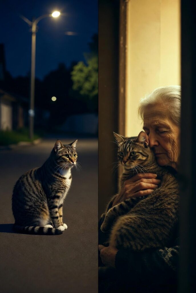 Cat Sitting Alone at Night — The Message on Its Tag Leaves Him ...